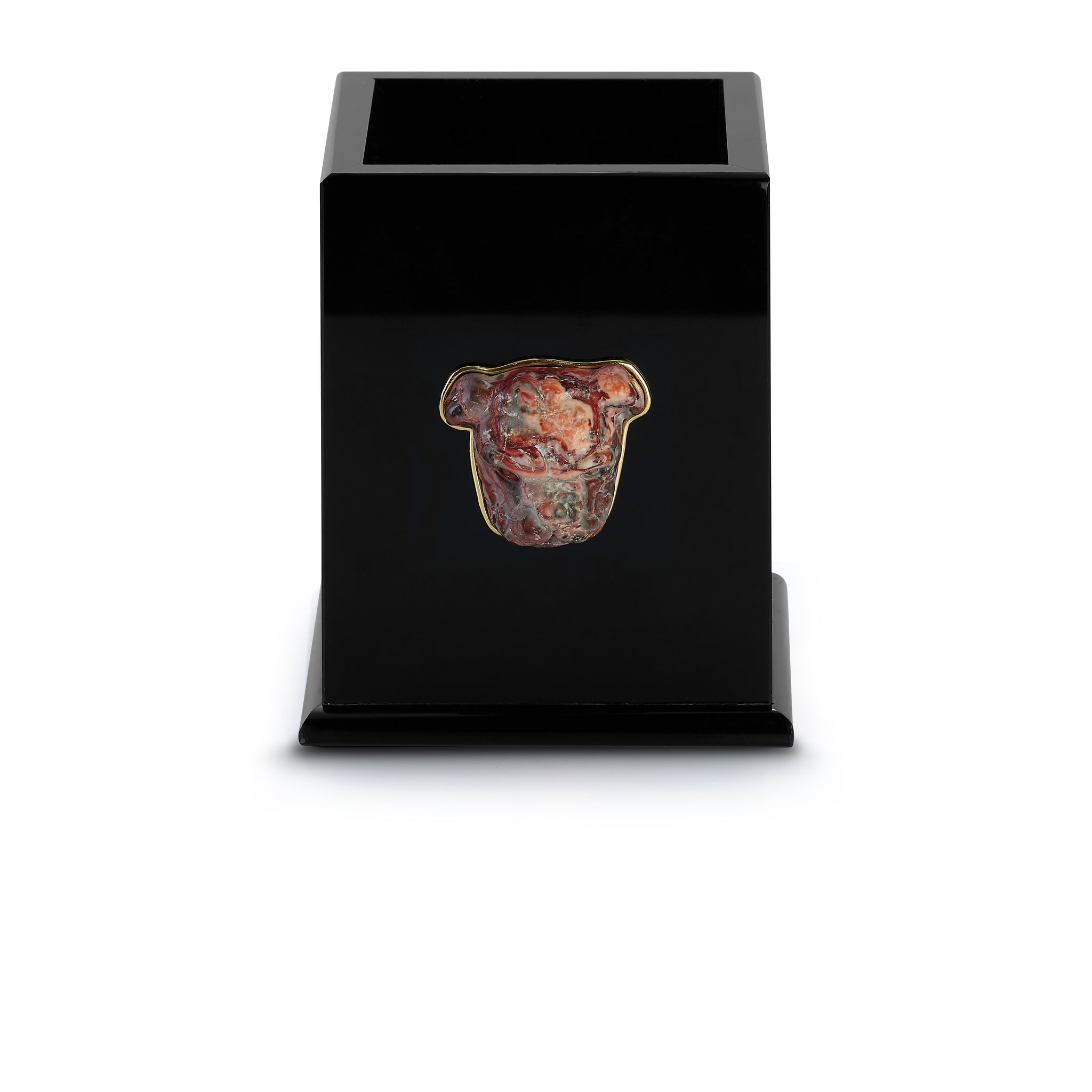 Black Obsidian Pen Cup with Jasper